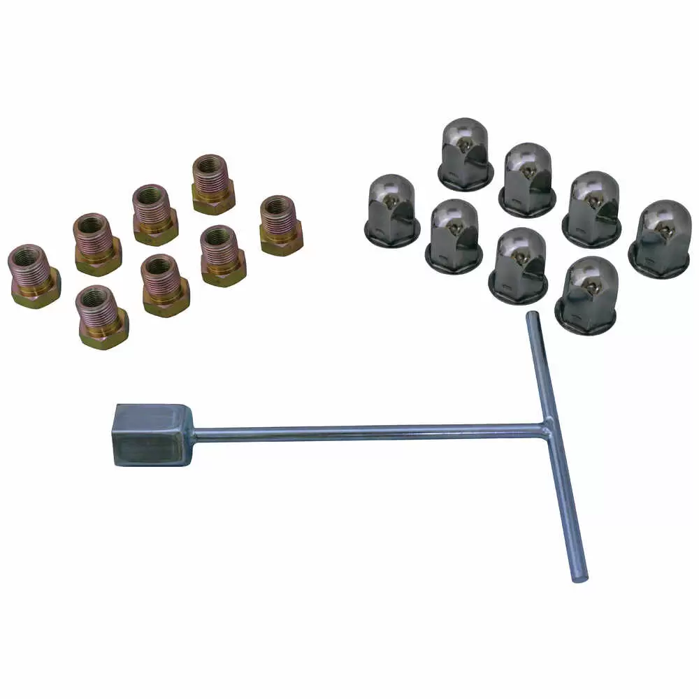 16" Stainless Steel Deep Dish Wheel Simulator Set - 8 Lug Dual Rear ...