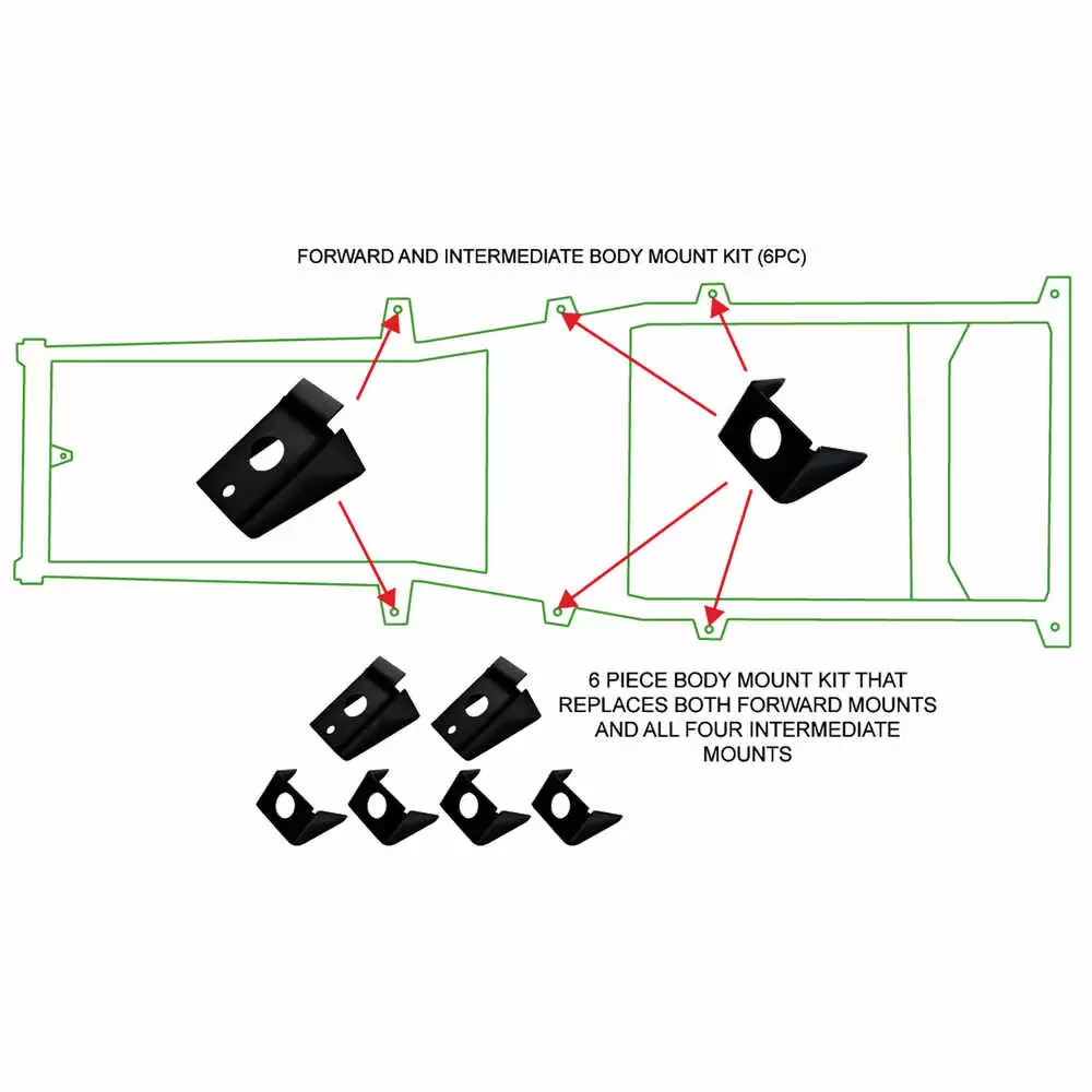 1987-1995 Jeep Wrangler Body Mount Kit - 6 Pcs 0480-305 | Mill Supply, Inc.