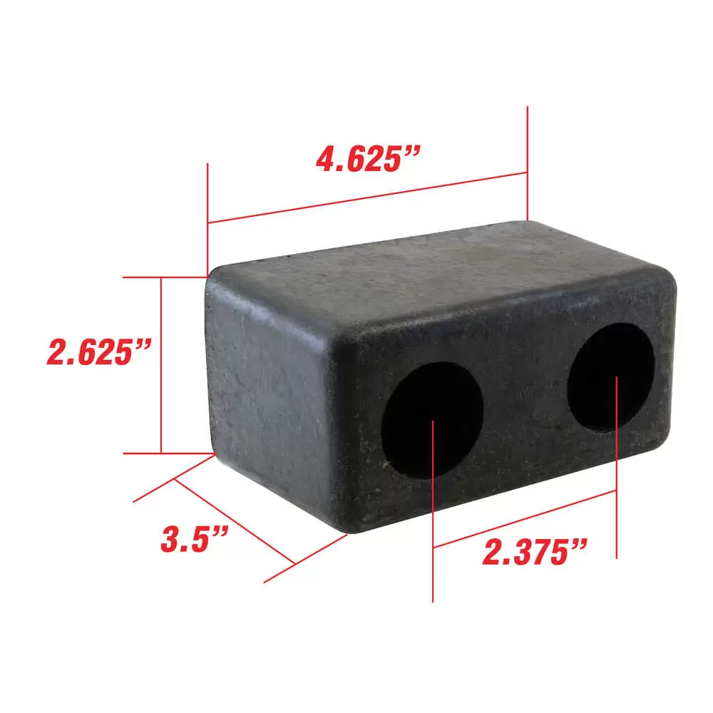 4.625" x 3.5" x 2.625" Rubber Dock Bumper with 2.375" Hole Centers ...
