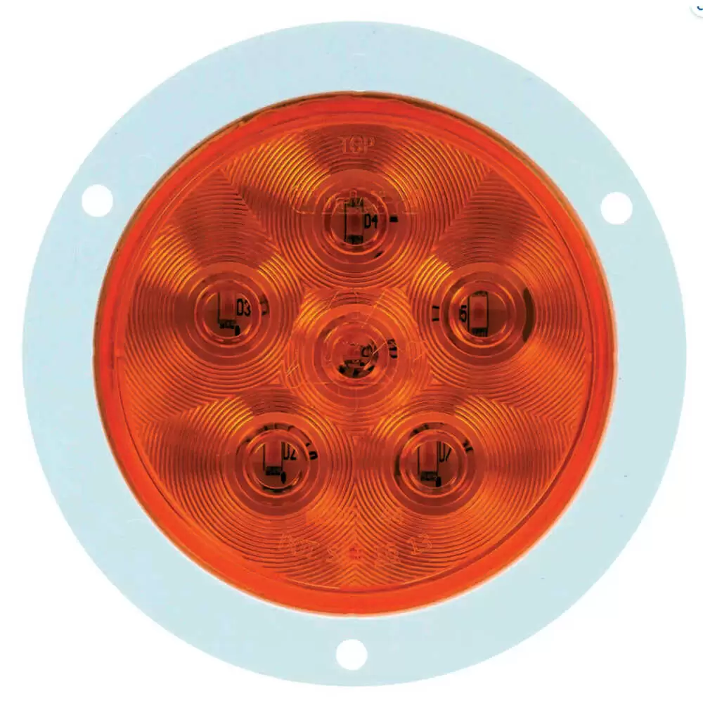 5.5" Yellow rear turn signal with white flange mount, 12V - Super 44 ...